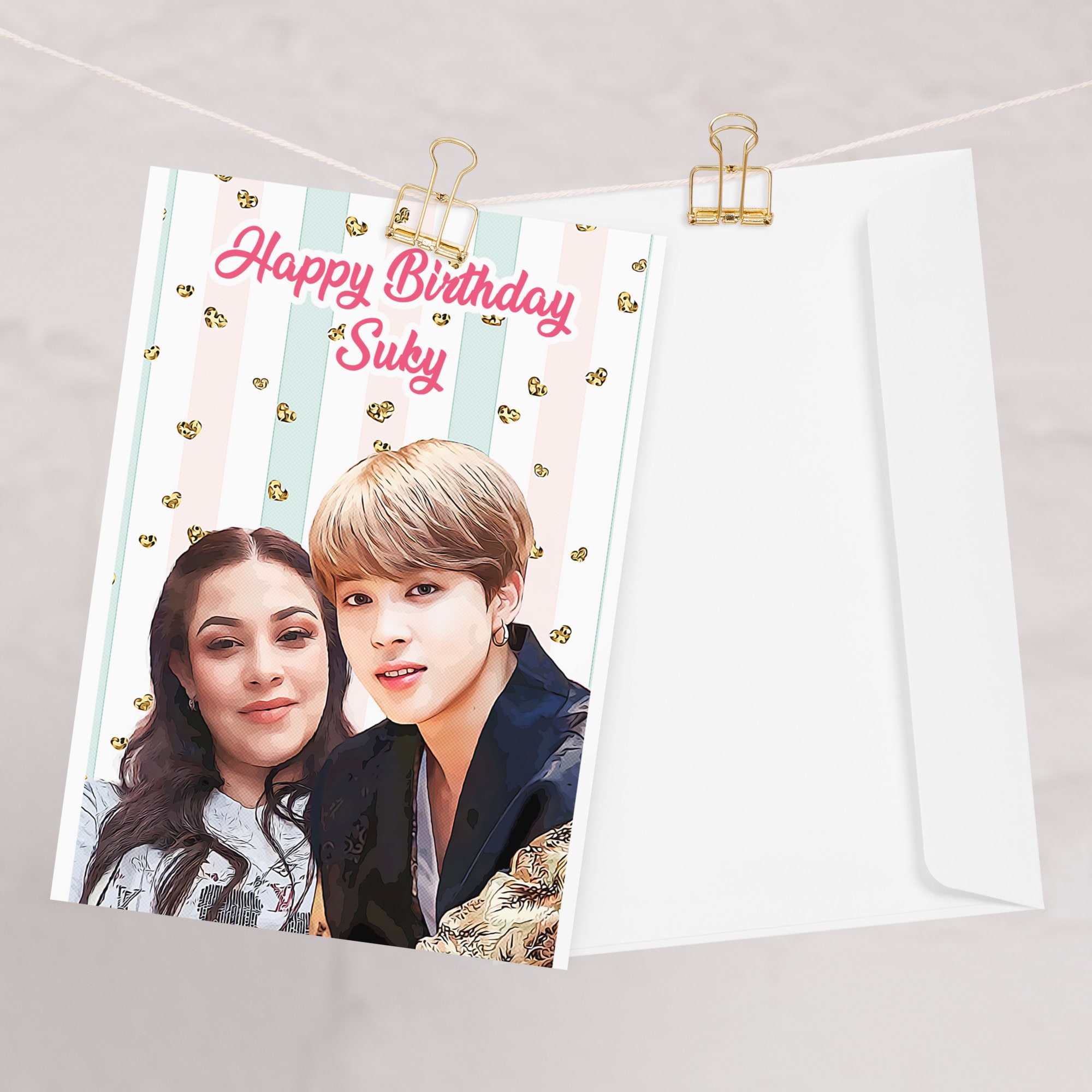 Custom Birthday Card With Jimin BTS Personalized Cartoon Illustration ...