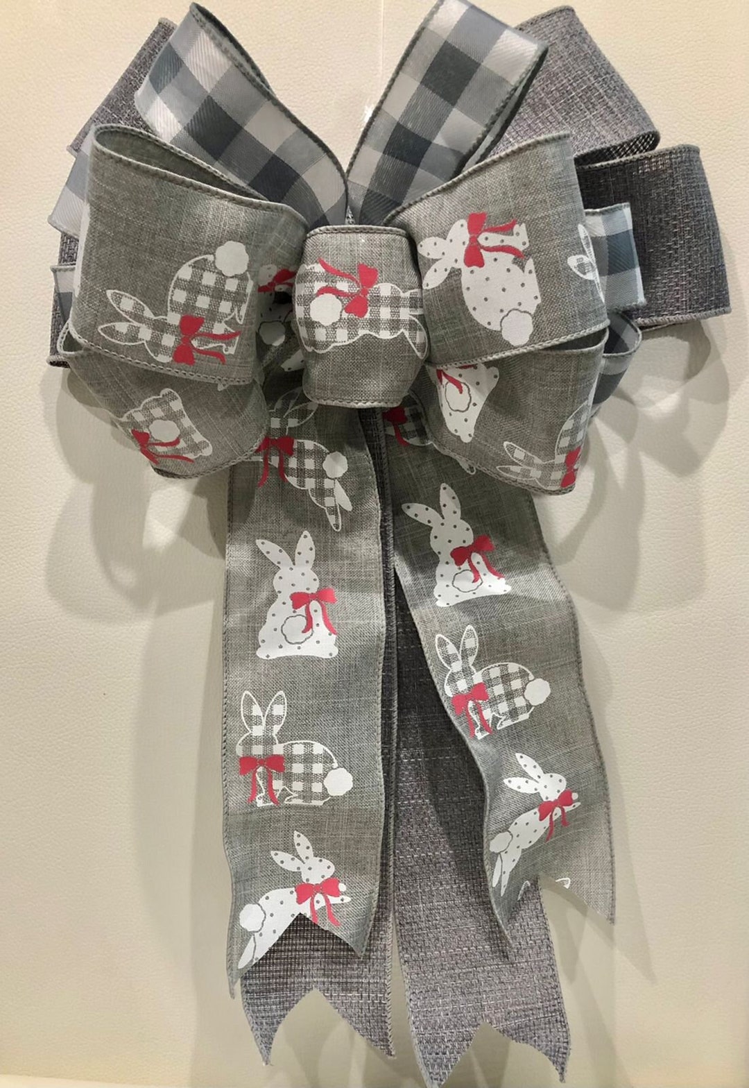 Easter Bunny Bow, Easter Bow, Spring Bow, Lantern Bow, Wreath Bow, Easter Eggs Bow, Easter Decor ...