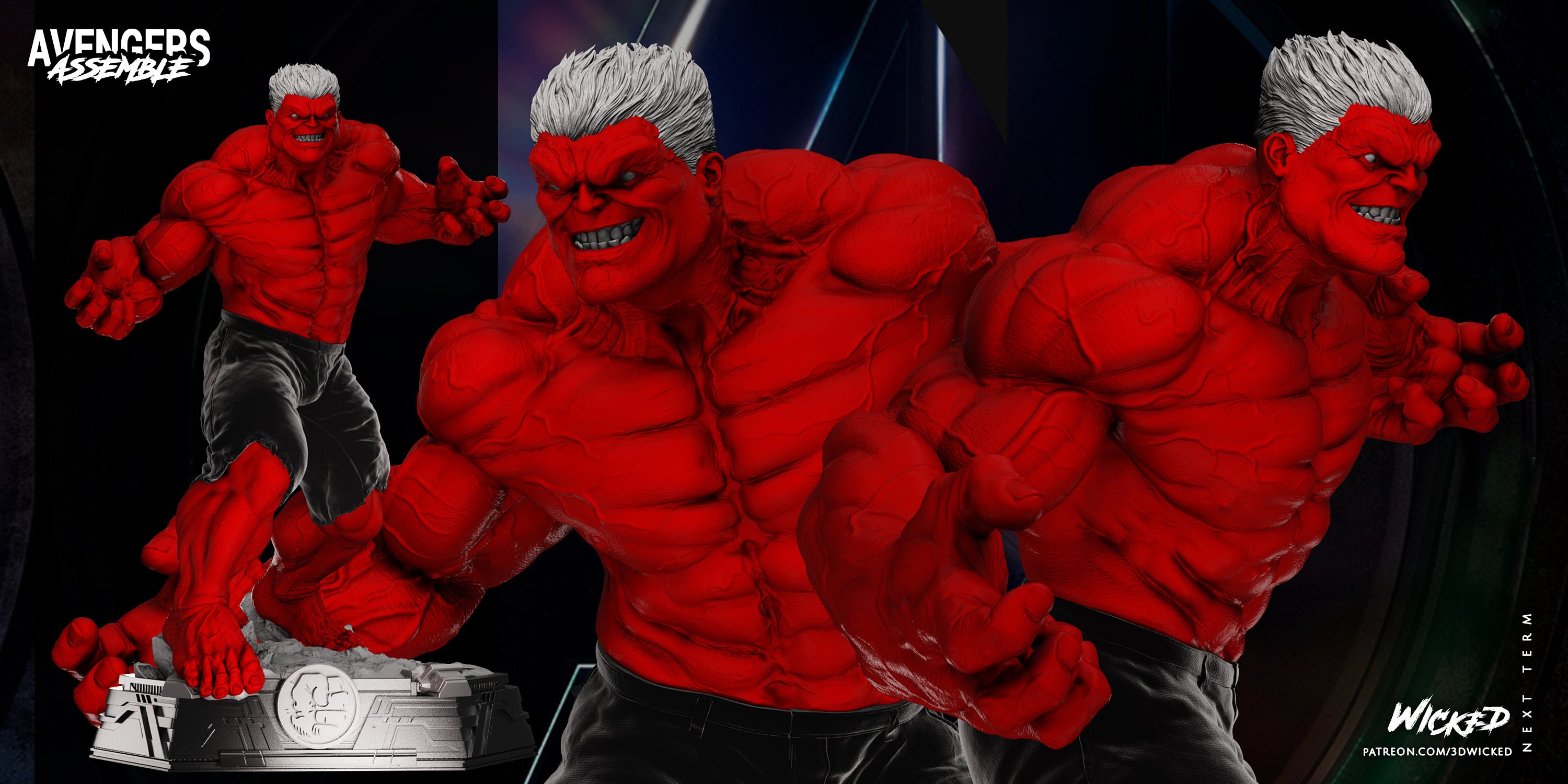 Red Hulk Resin Statue resin 3D Printed Figure READ - Etsy
