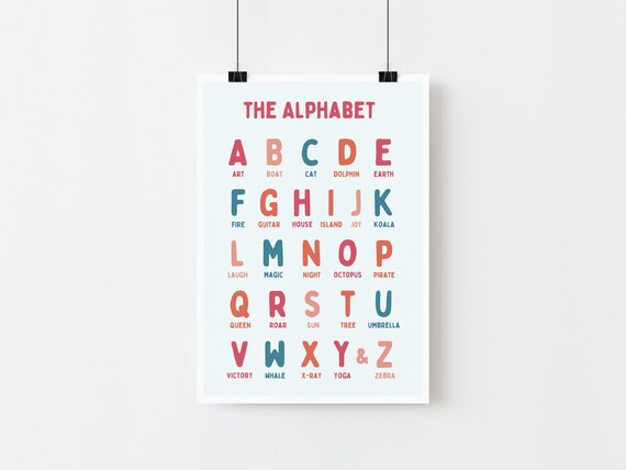 Sunset Alphabet Words Print Digital Educational Poster ABC - Etsy