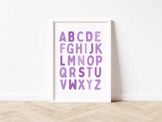 Purple Alphabet Print Digital Educational Poster ABC Poster - Etsy