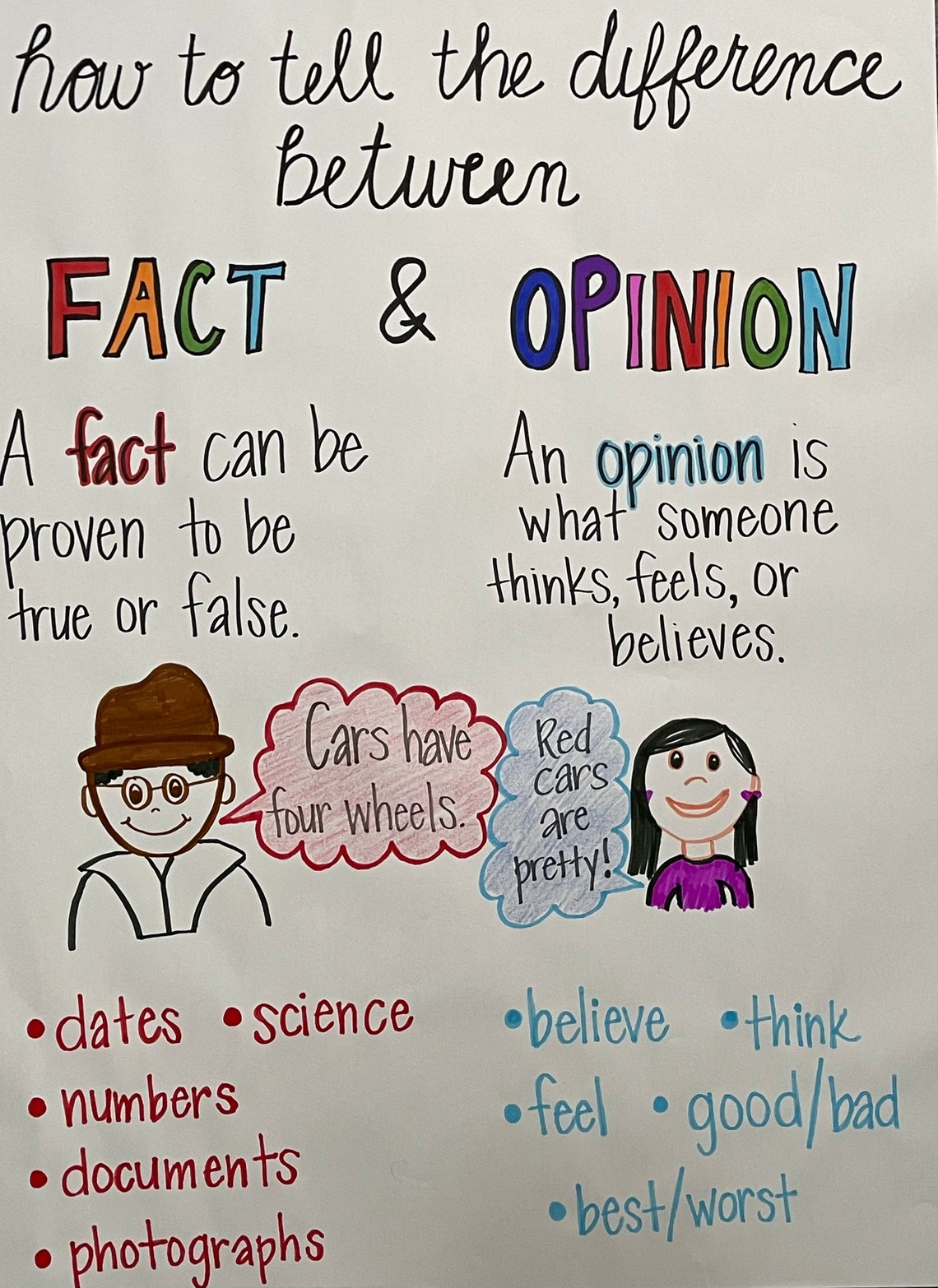 Fact and Opinion Anchor Chart Made to Order Anchor Charts - Etsy