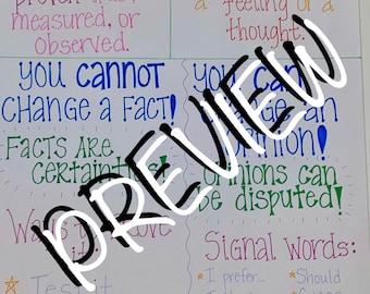 Fact Vs. Opinion Anchor Chart - Etsy