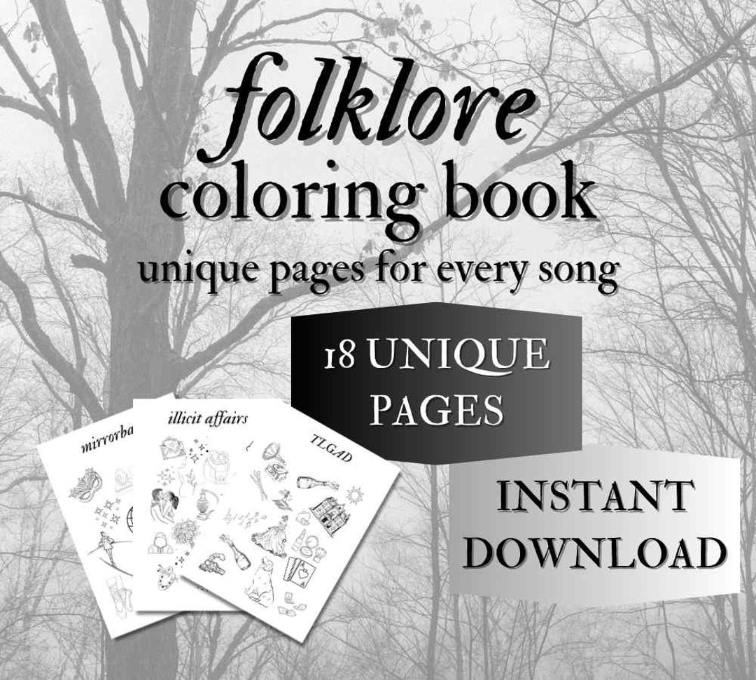 Folklore Coloring Book Taylor Swift Coloring Book Folklore - Etsy
