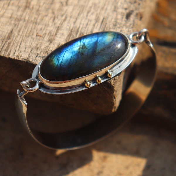 Labradorite Cuff Bracelet - Etsy