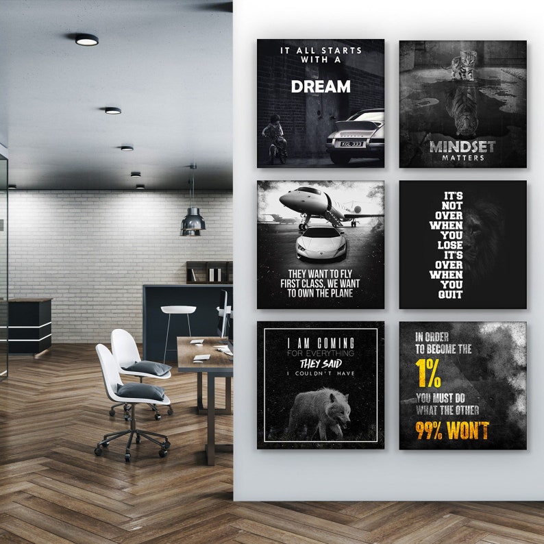 6 Pieces Best Sellers Motivational Office Decor Wall Art Canvas Prints ...