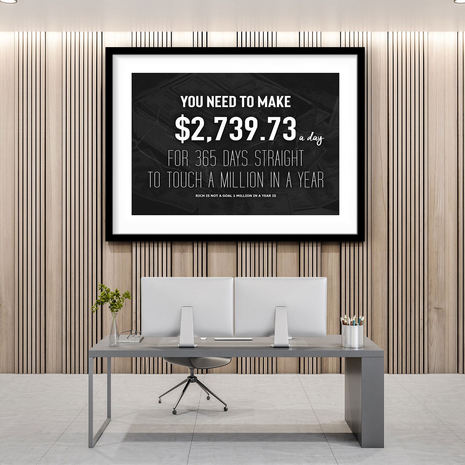 2,739 Usd A Day Print, Million in A Year Finance Office Decor Wall ...