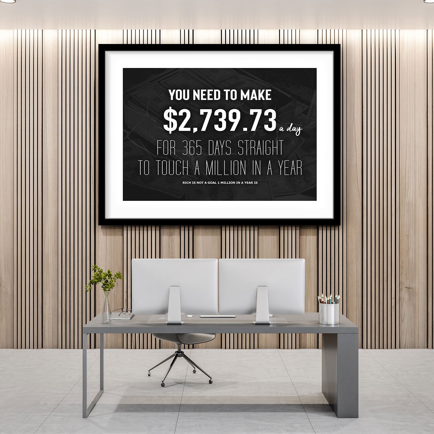2,739 Usd A Day Print, Million in A Year Finance Office Decor Wall ...