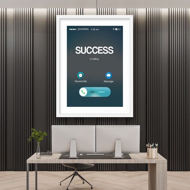 Success is Calling Motivational Quote Framed Poster Entrepreneur Wall ...