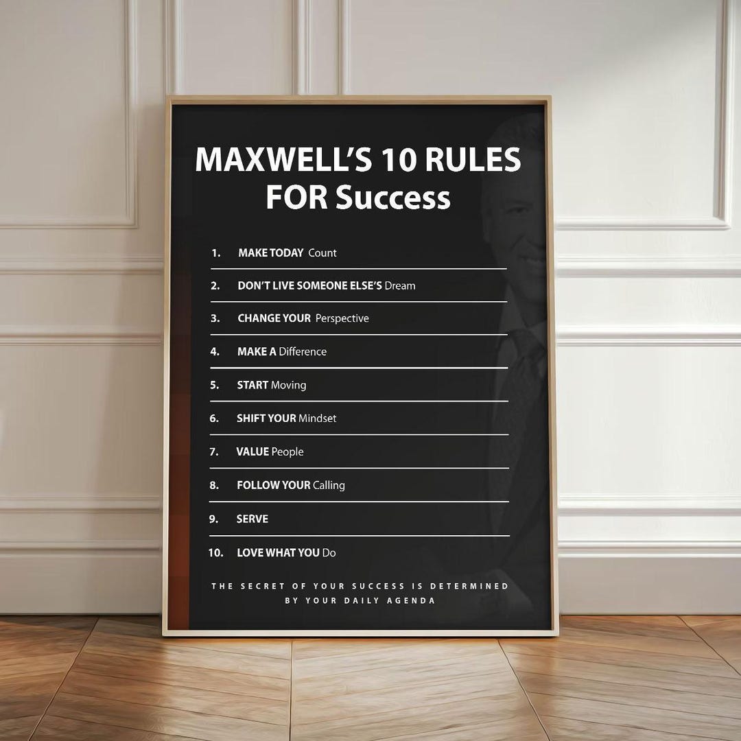 John Maxwell 10 Rules for Success Wall Art Inspiration Canvas Print ...