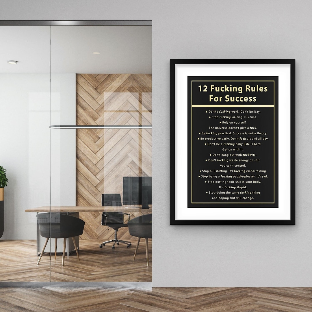 12 Rules for Success Motivational Quote Framed Poster Wall Art Office ...