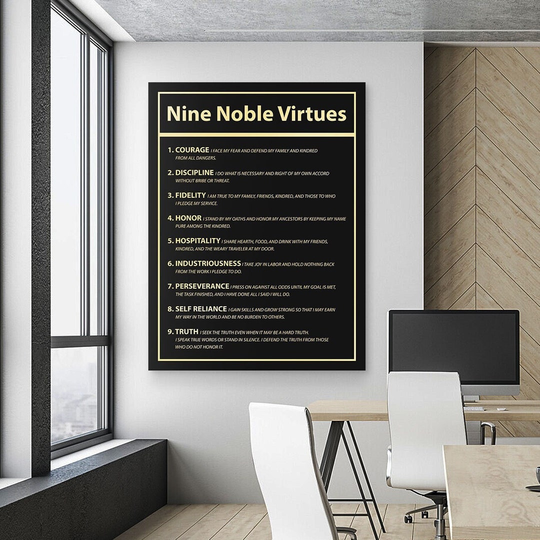 Nine Noble Virtues Sign Inspiration Courage Wall Art Son's Father ...
