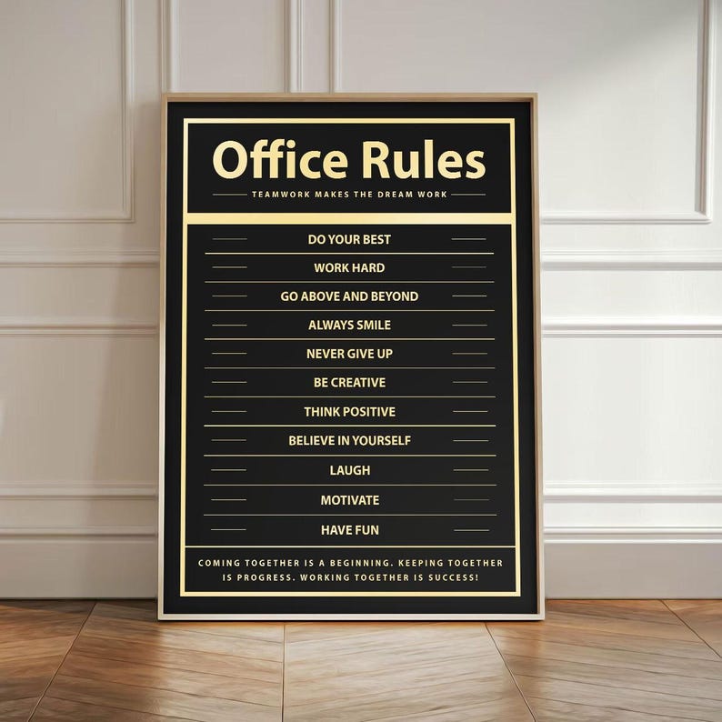 Office Rules Canvas Wall Art Motivational Teamwork Decor Inspirational ...