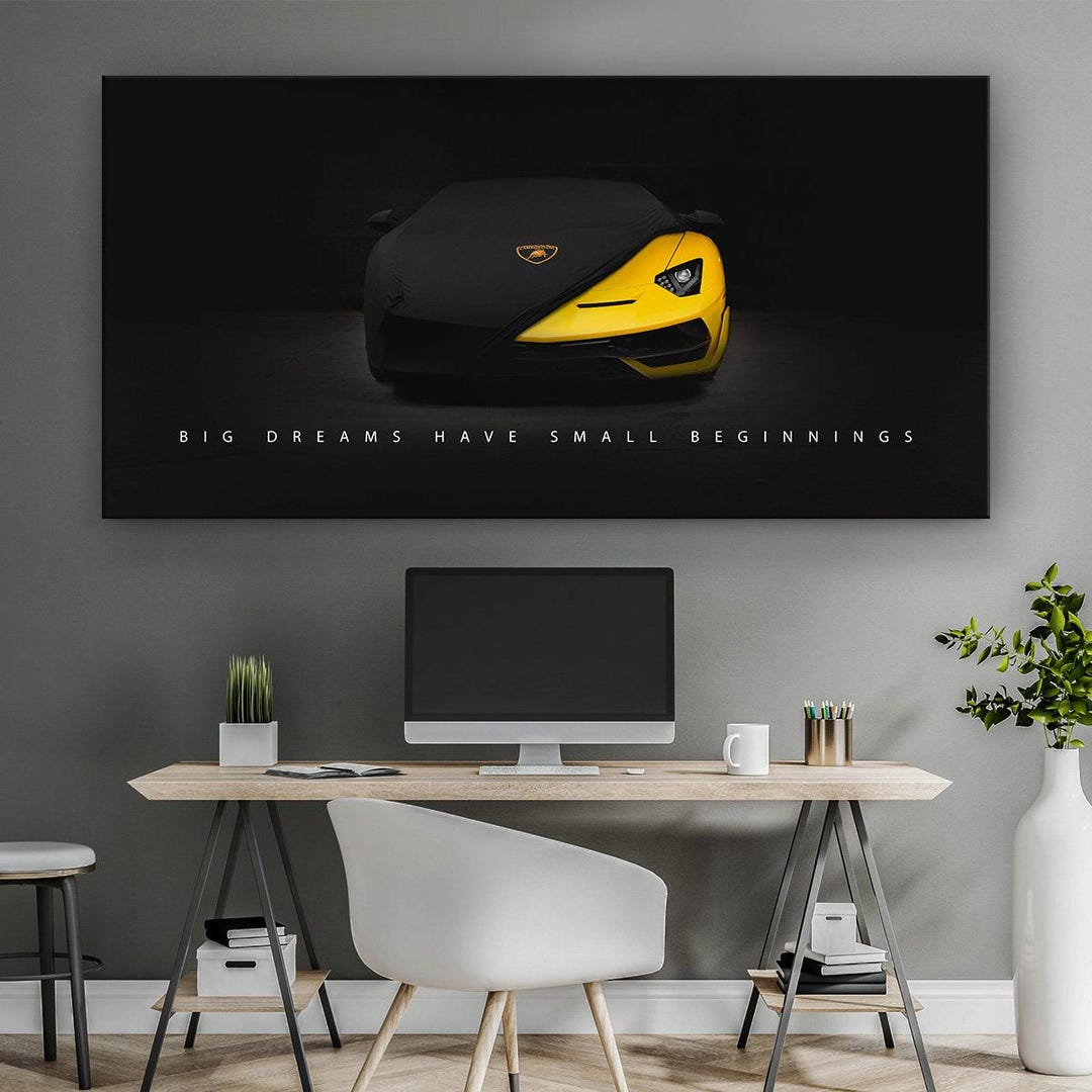 Big Dreams Lamborghini Wall Art Motivational Office Decor Canvas Print ...
