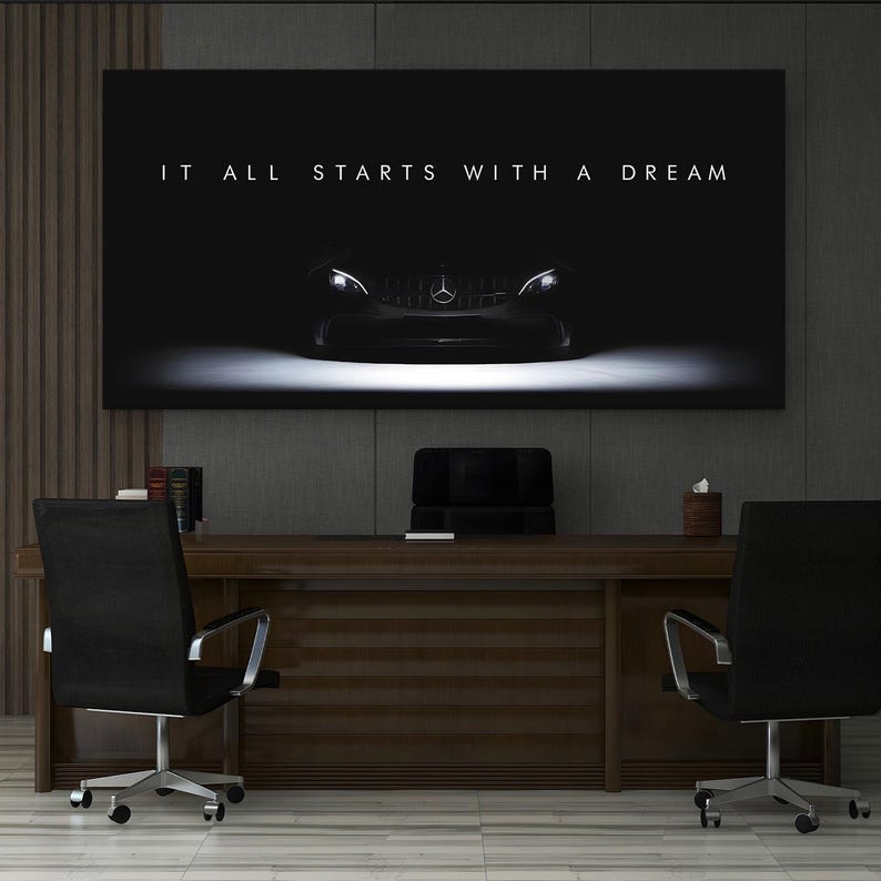 Mercedes Benz Motivational Wall Art Dream Big Canvas Print for Car ...