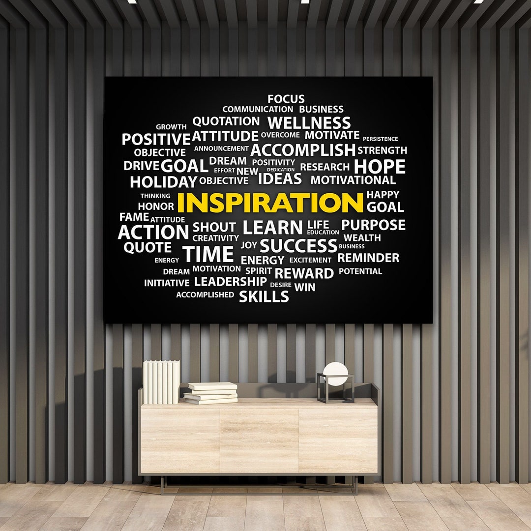 Office Inspiration Words Cloud Wall Art, Motivation Success Print ...