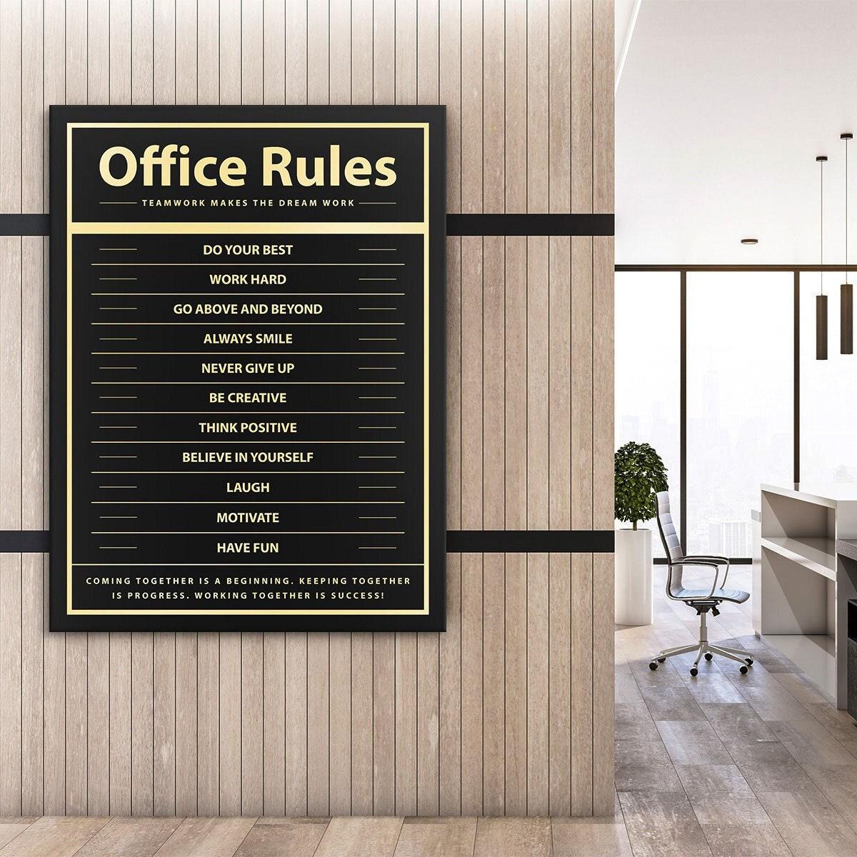 Office Rules Canvas Wall Art Motivational Teamwork Decor Inspirational ...