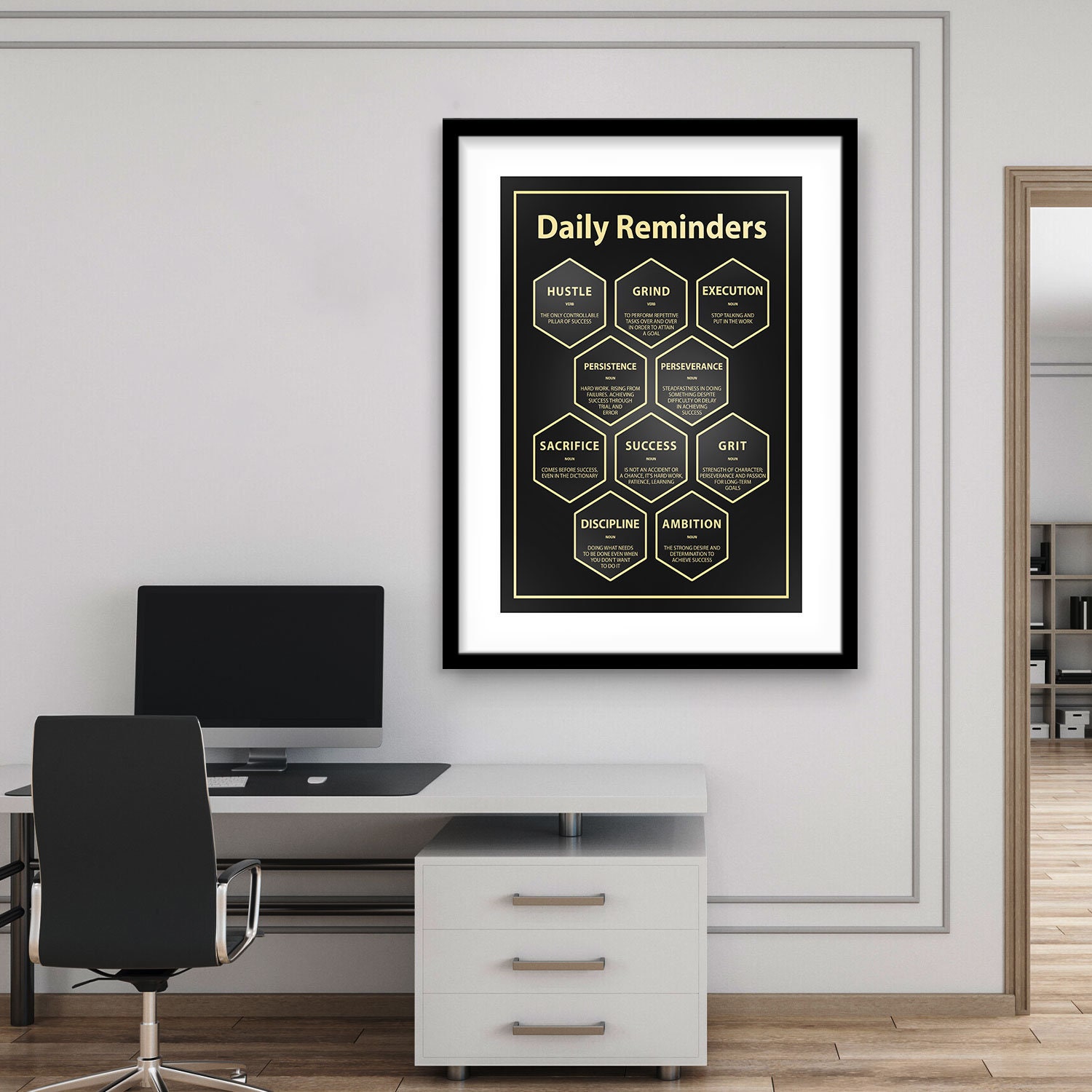 Daily Reminders Motivational Modern Art Framed Poster Wall Art Office ...
