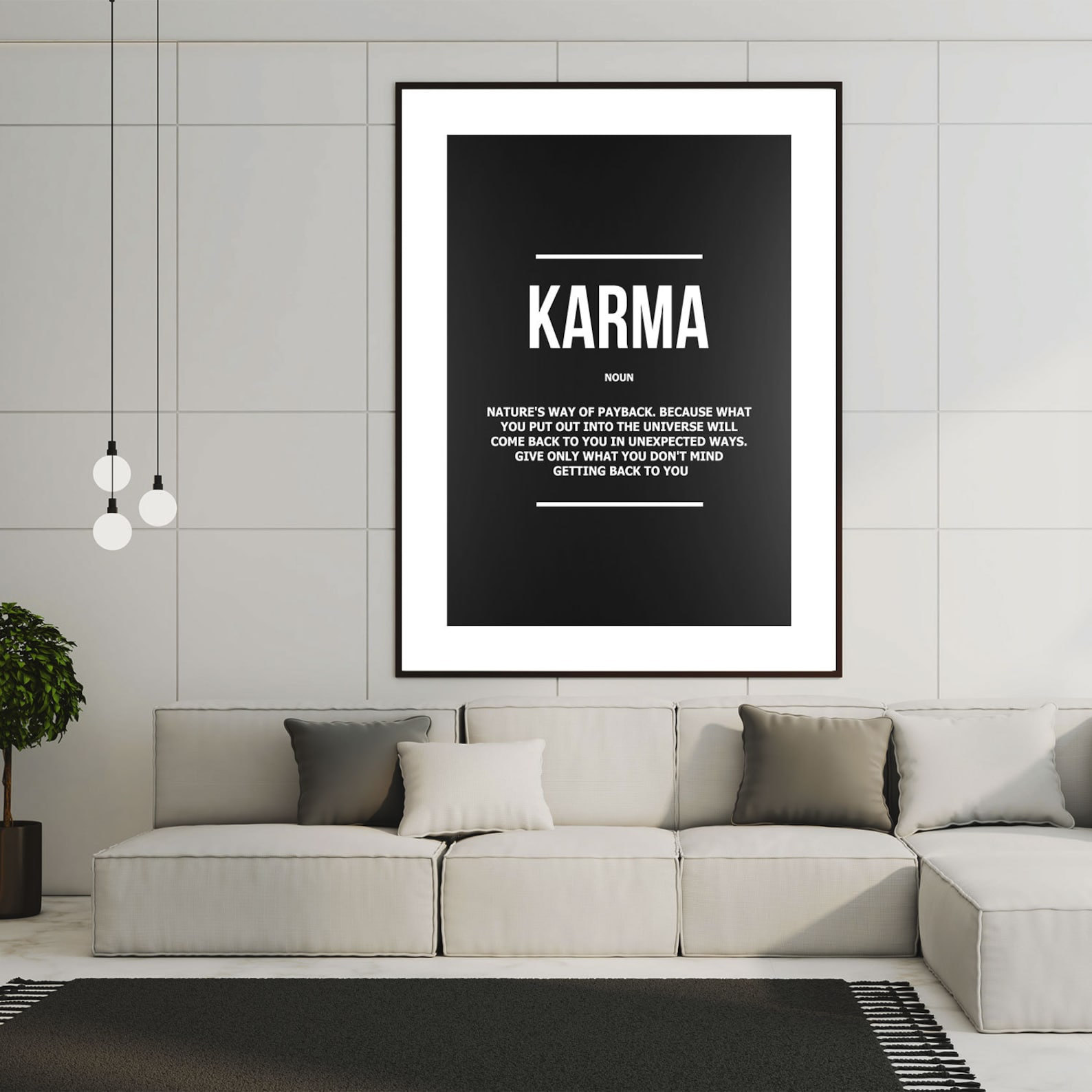 Karma Noun Wall Art Modern Karma Circle Definition Canvas Print Karma ...