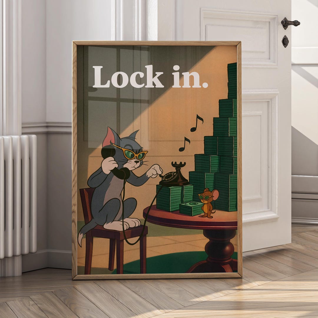 Lock in Wall Art Canvas Print – Money Cartoon Poster, Tom & Jerry ...