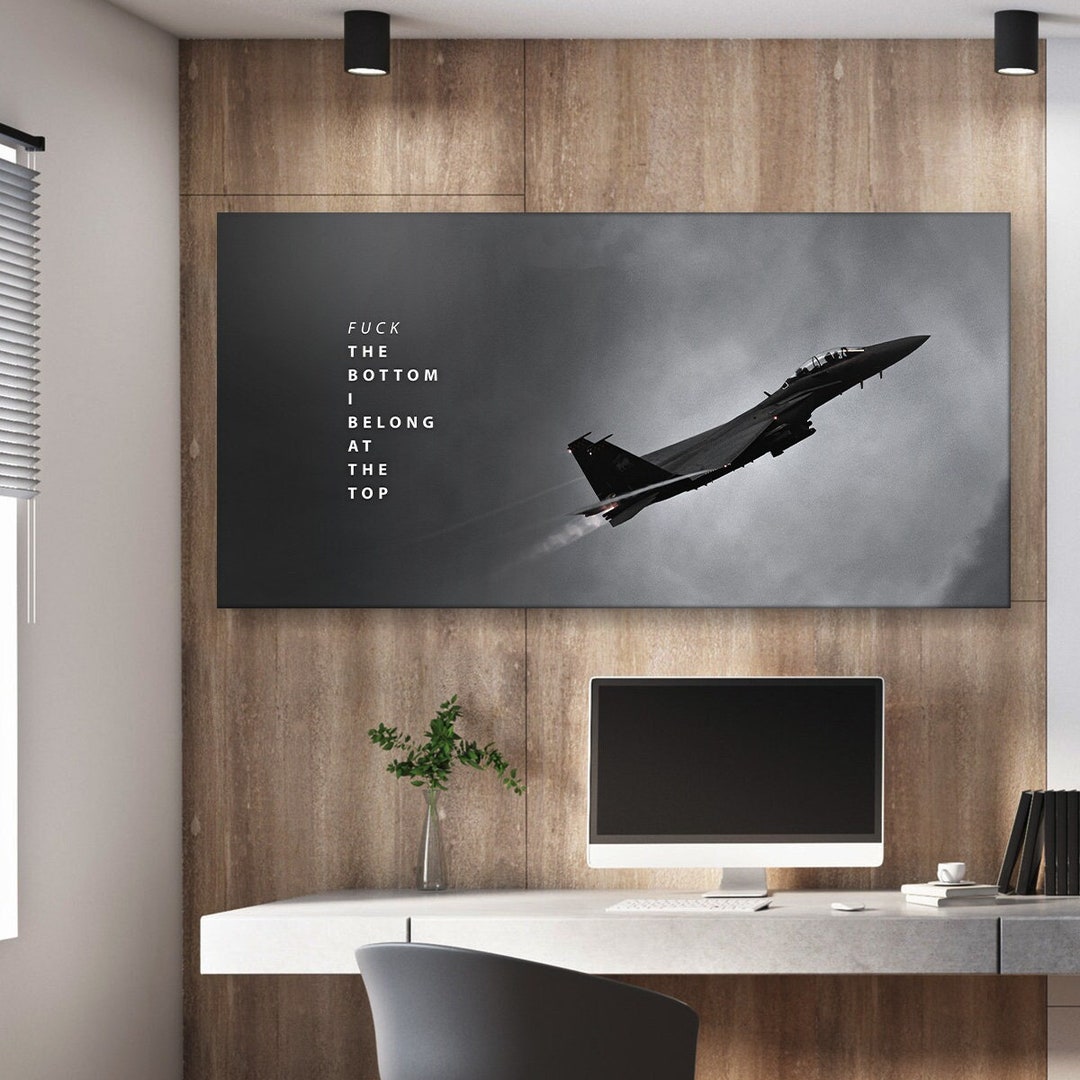 Fighter Aircraft Motivational Quote Entrepreneur Canvas Print Hustle ...