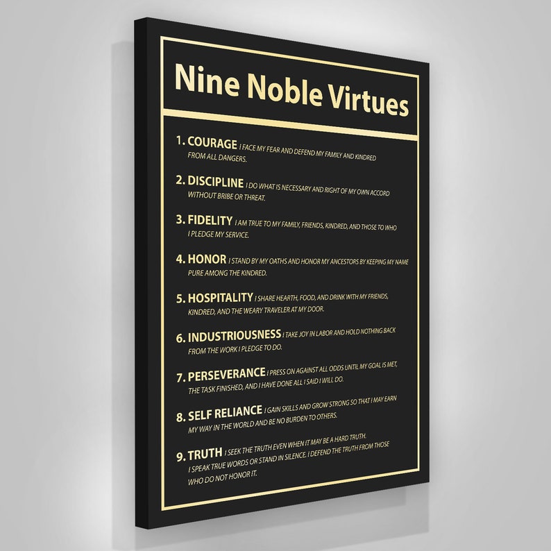 Nine Noble Virtues Sign Inspiration Courage Wall Art Son's Father ...