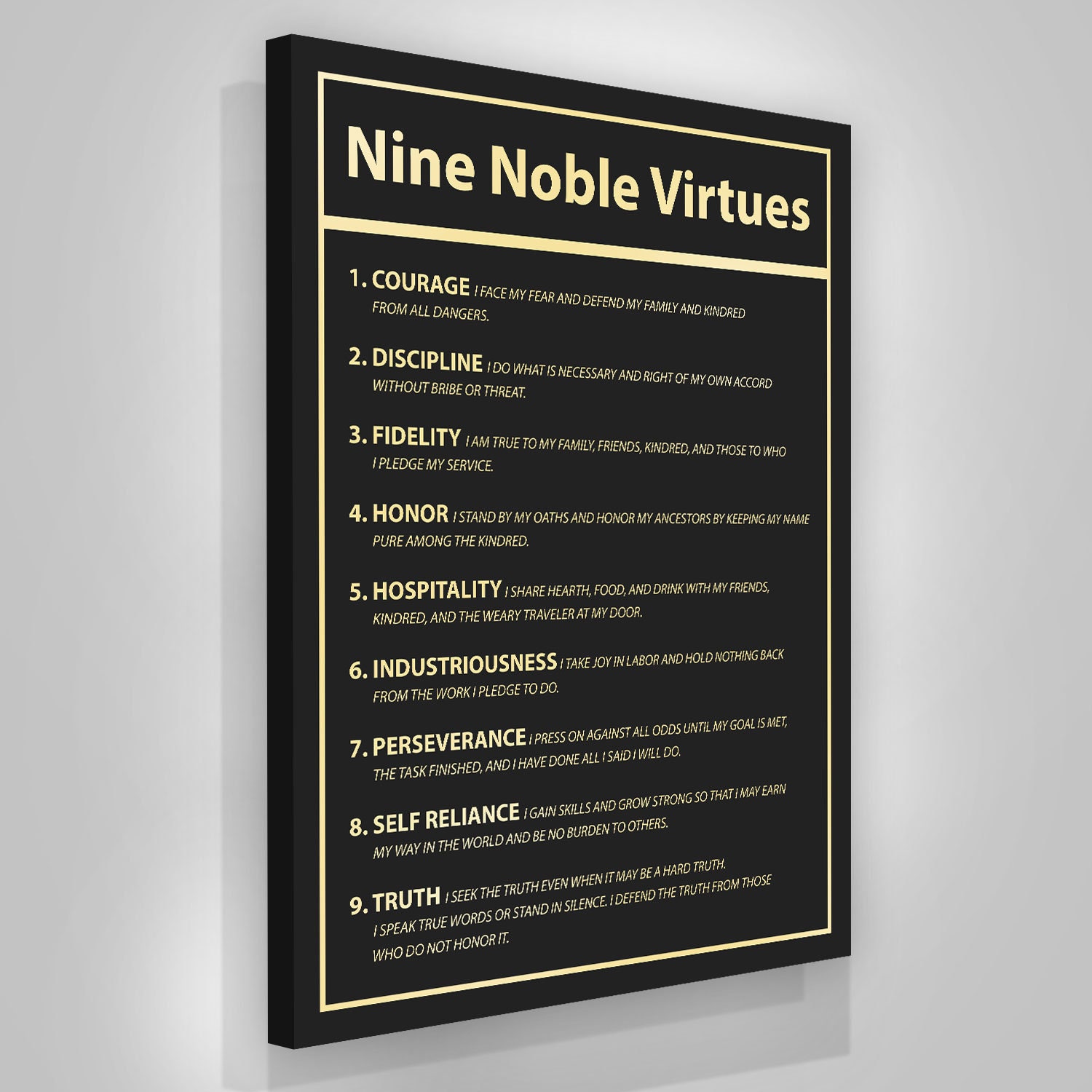 Nine Noble Virtues Sign Inspiration Courage Wall Art Son's Father ...