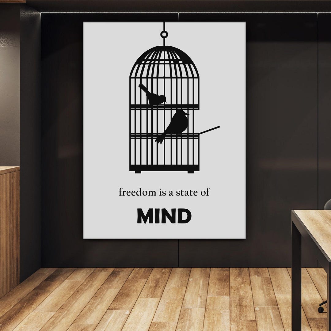 Freedom Mindset Canvas Print - Inspirational Bird Wall Art for Office ...