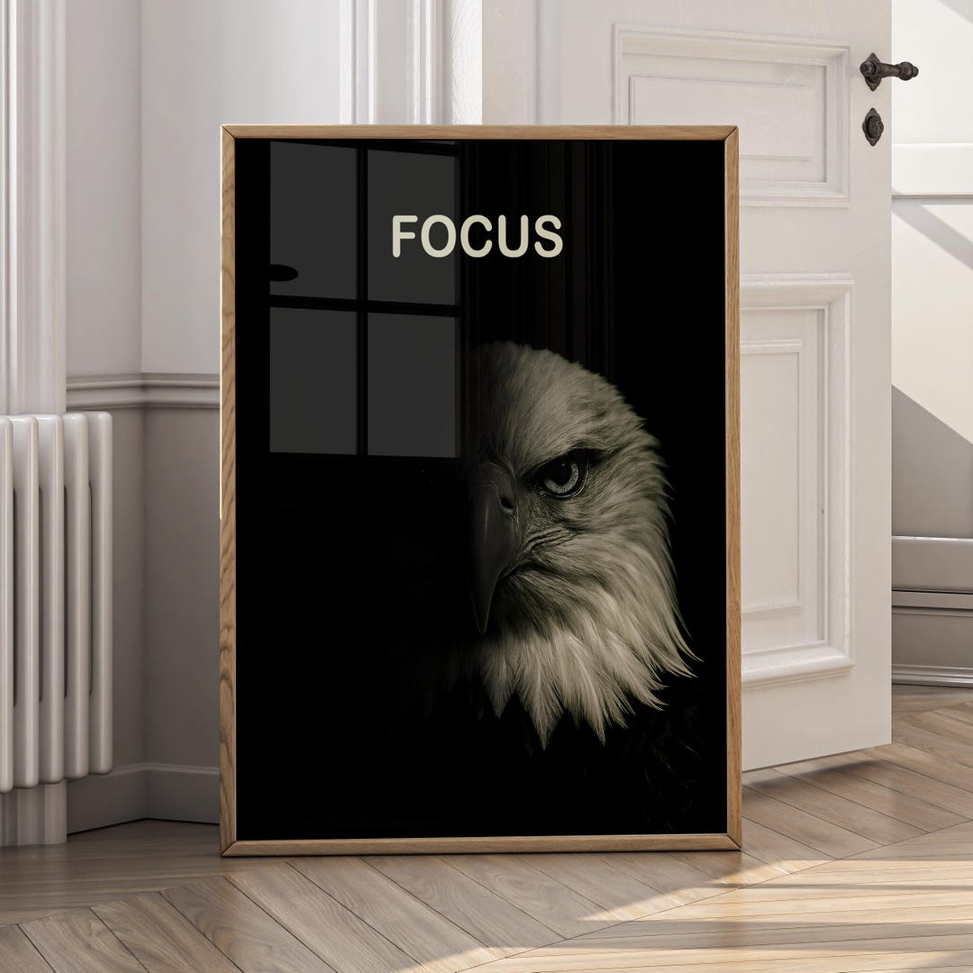 FOCUS Eagle Motivational Wall Art – Canvas Print, Framed Poster ...