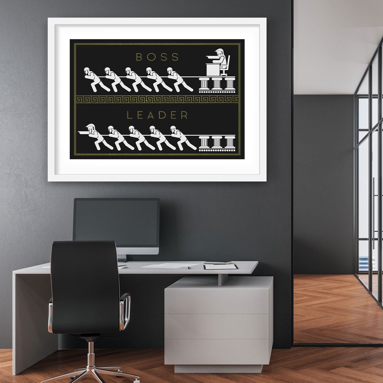 Leader and Boss Wall Art Framed Poster Office Decor, Entrepreneur ...