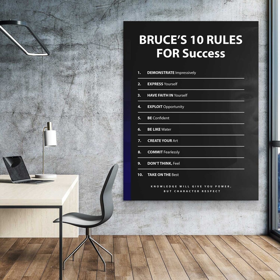 Bruce Lee 10 Rules for Success Wall Art, Martial Art Gym Decor, Kung Fu ...