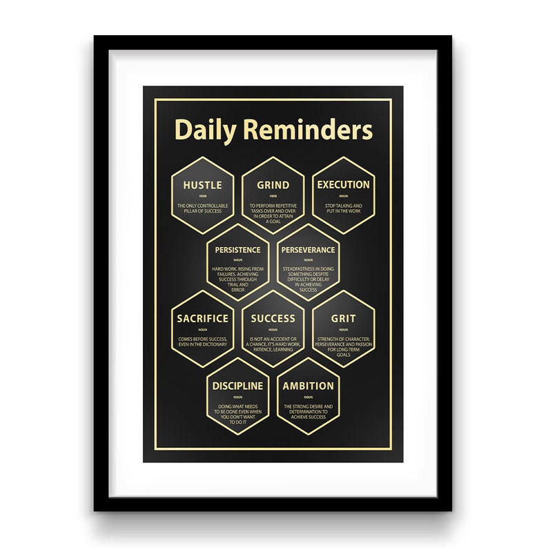 Daily Reminders Motivational Modern Art Framed Poster Wall Art Office ...