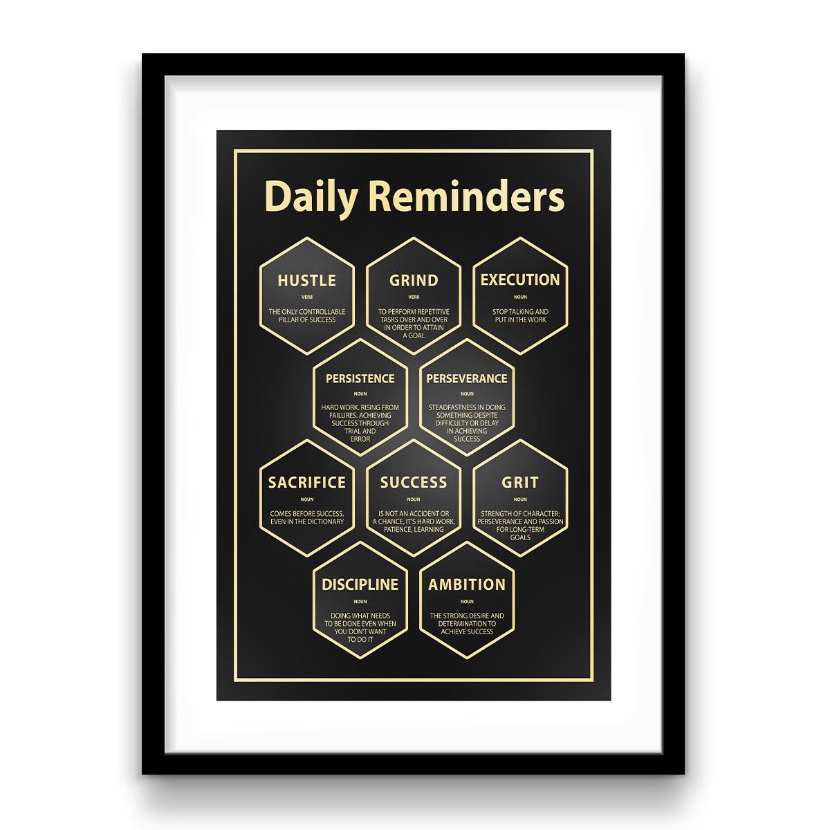 Daily Reminders Motivational Modern Art Framed Poster Wall Art Office ...
