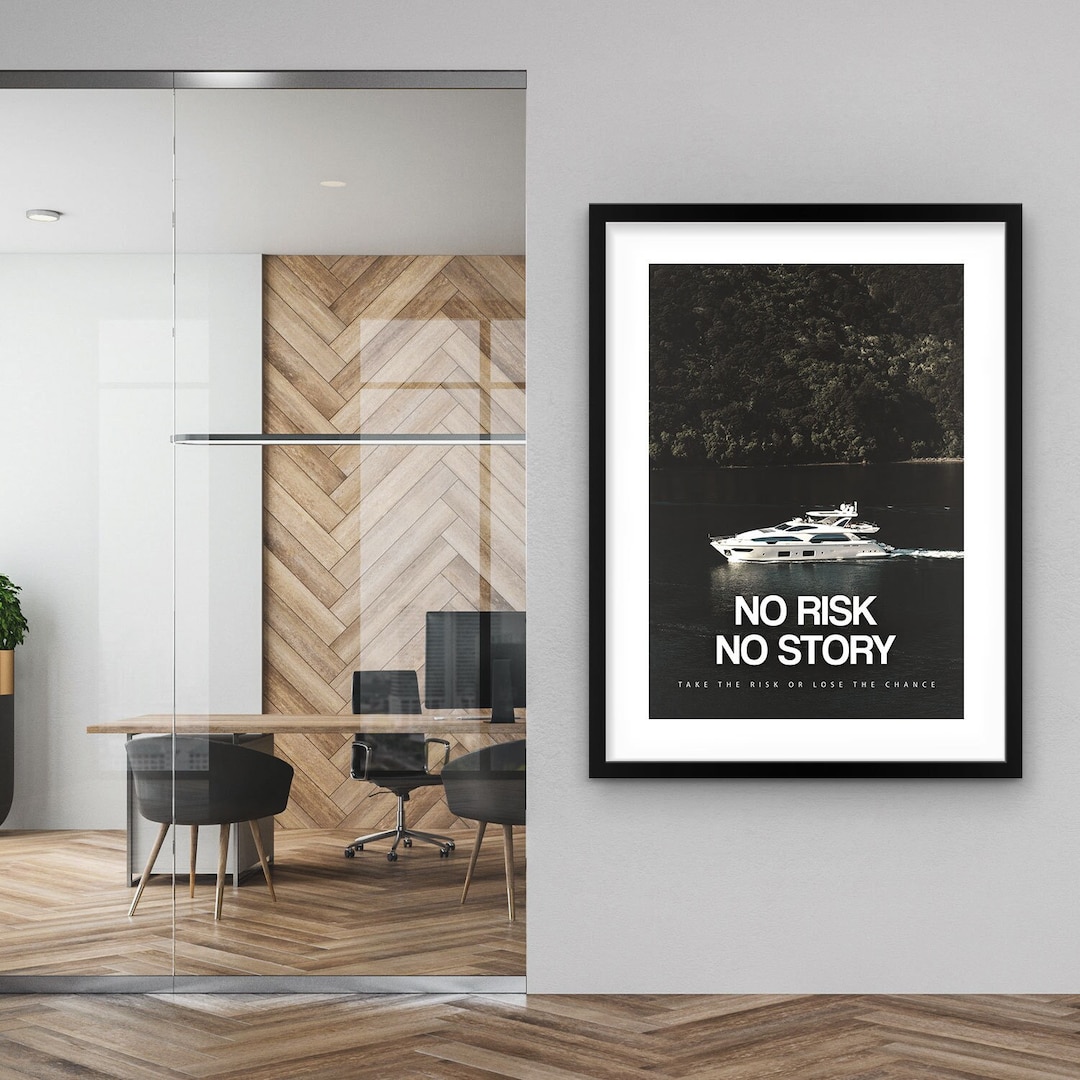 No Risk No Story Entrepreneur Wall Art Framed Poster Office Decor ...