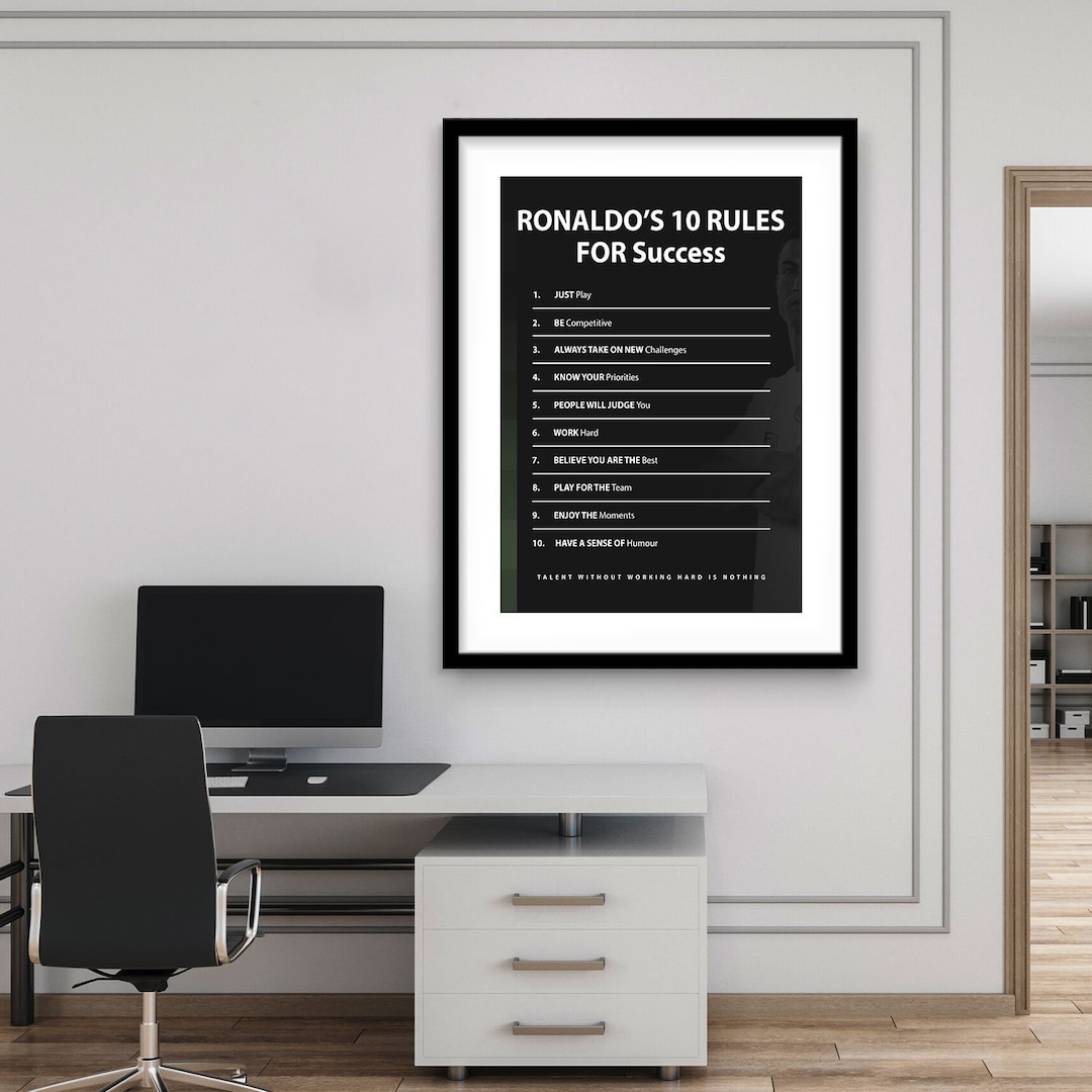Cristiano Ronaldo 10 Rules for Success Wall Art Inspirational Soccer ...