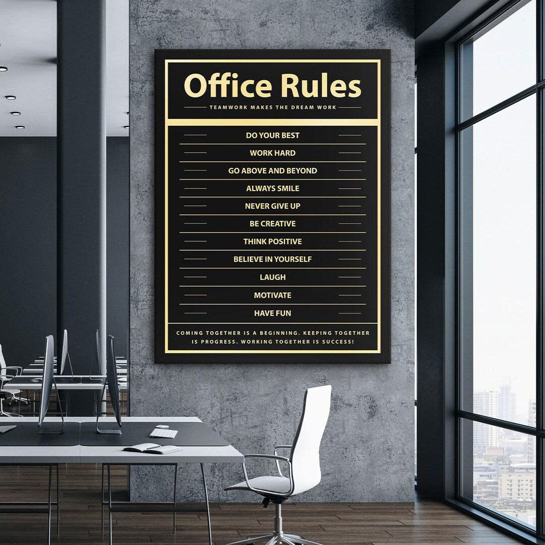 Office Rules Canvas Wall Art Motivational Teamwork Decor Inspirational ...