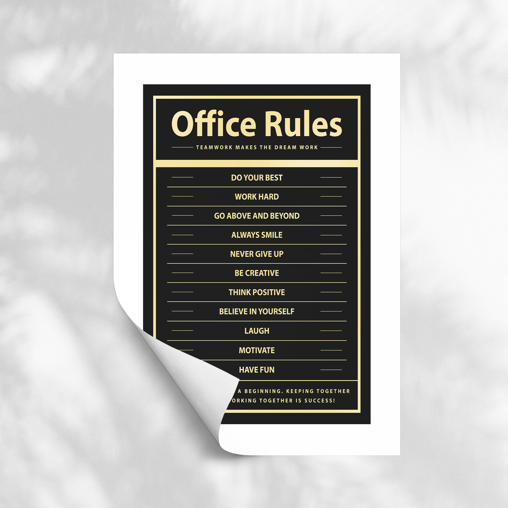 Office Rules Wall Art Office Decor Framed Poster Company Inspirational ...