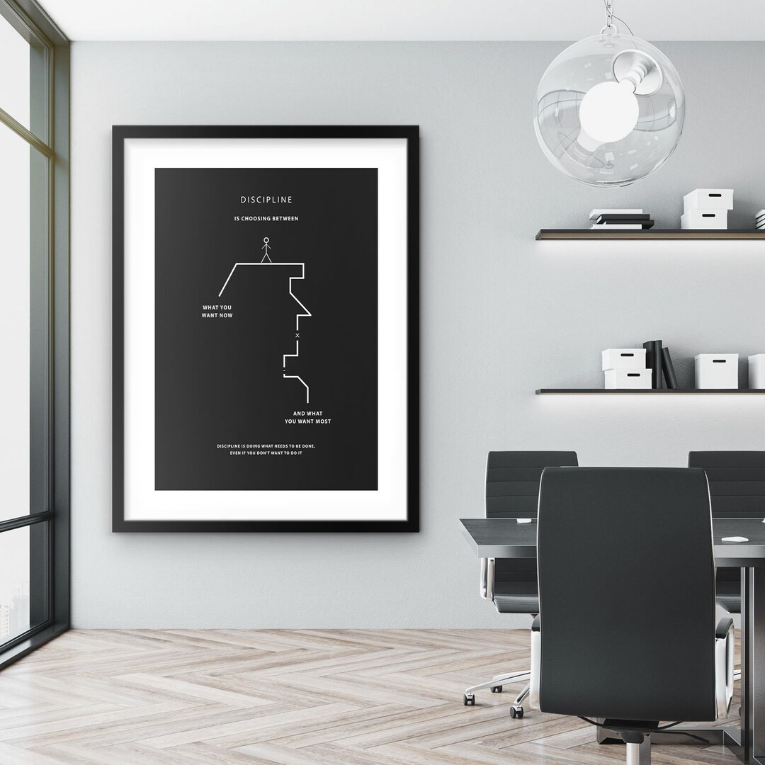Discipline Motivational Modern Art Framed Poster Wall Art Office Decor ...