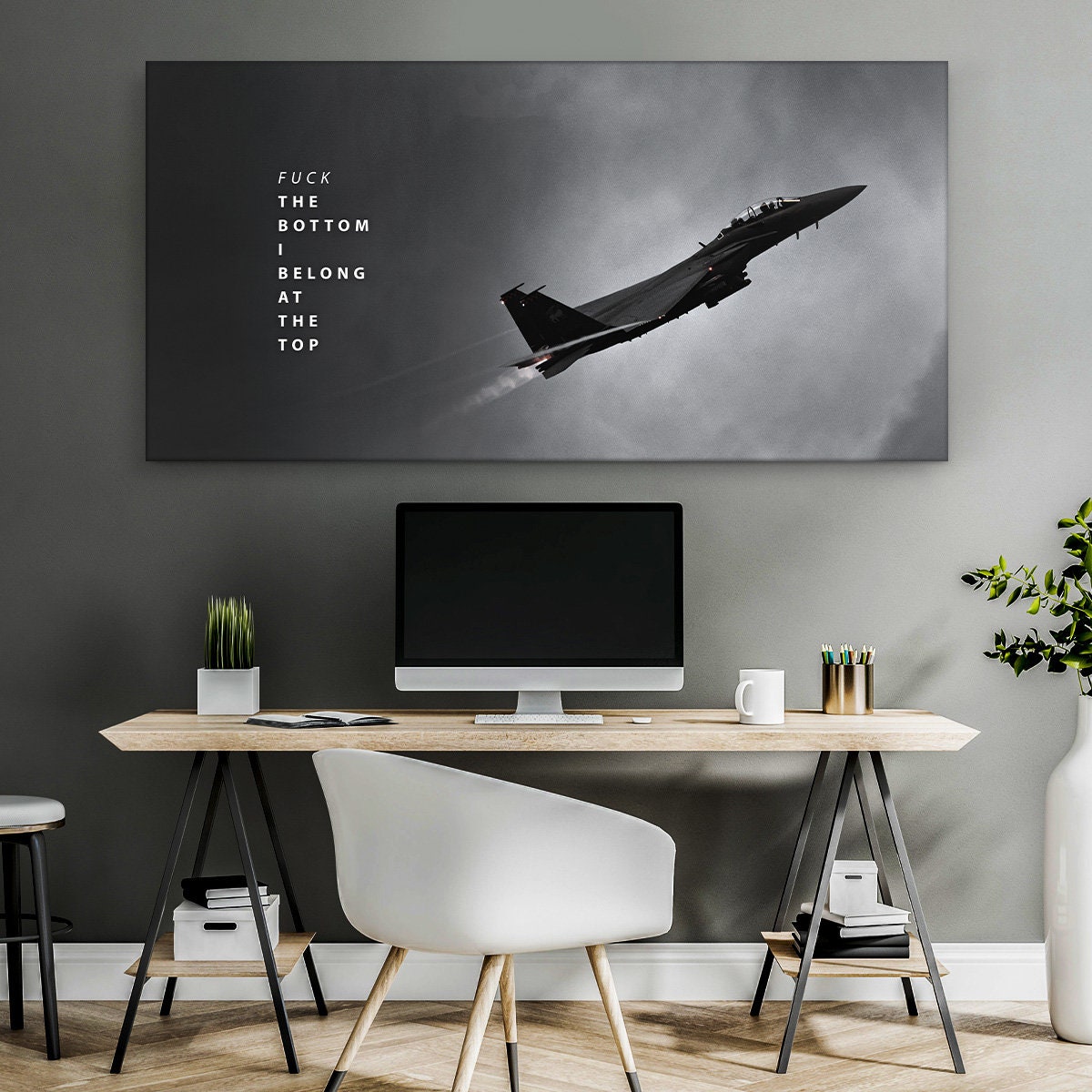 Fighter Aircraft Motivational Quote Entrepreneur Canvas Print Hustle ...