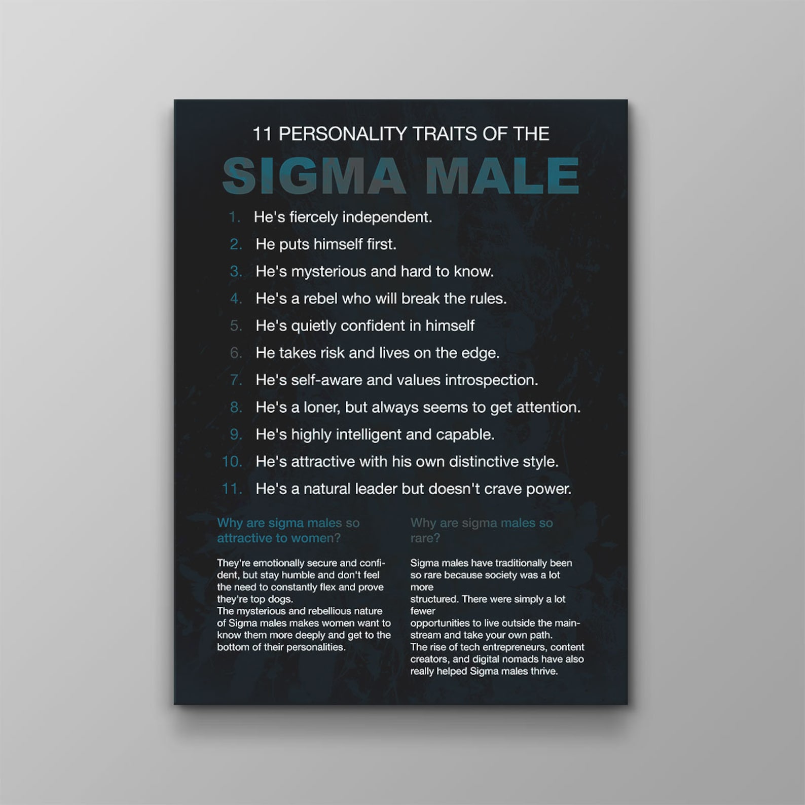 11 Personality Traits of the Sigma Male Wall Art, Mysterious Man Quotes ...