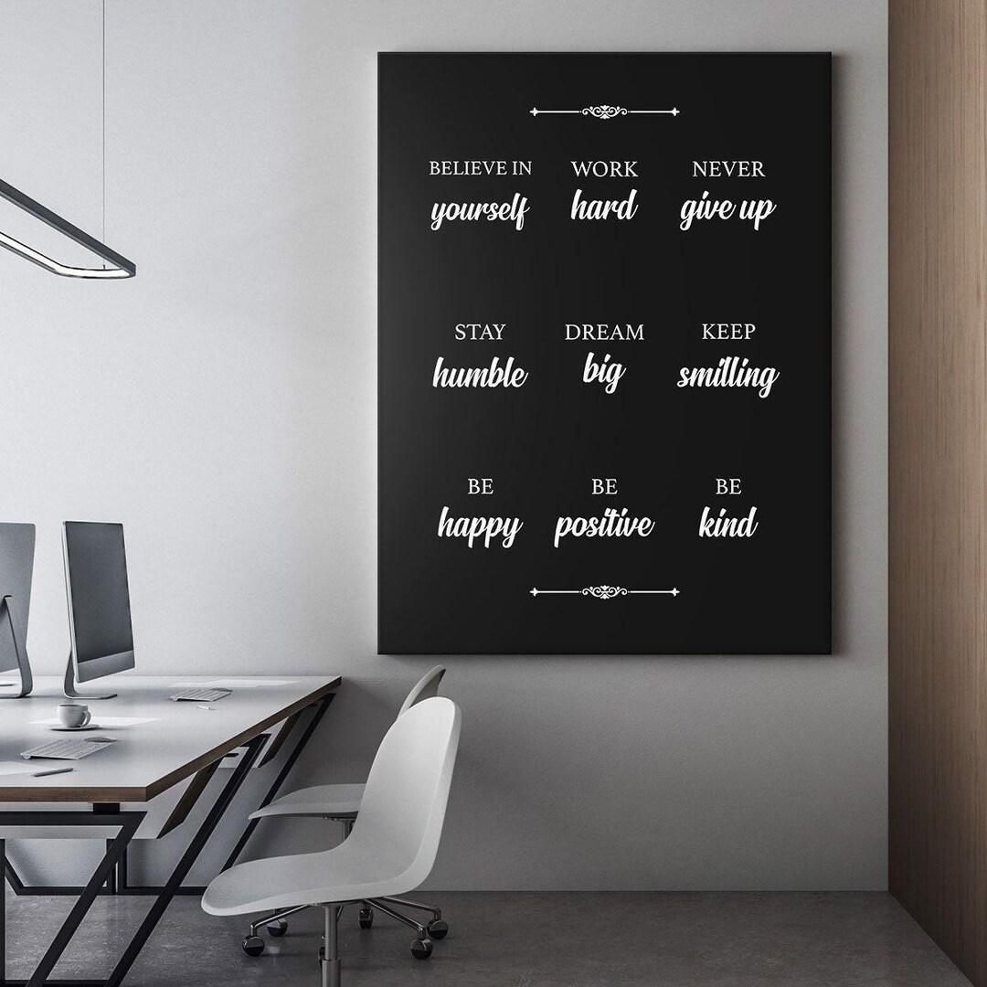 Daily Affirmations Wall Art Canvas Print Be Happy Kind Positive Decor ...