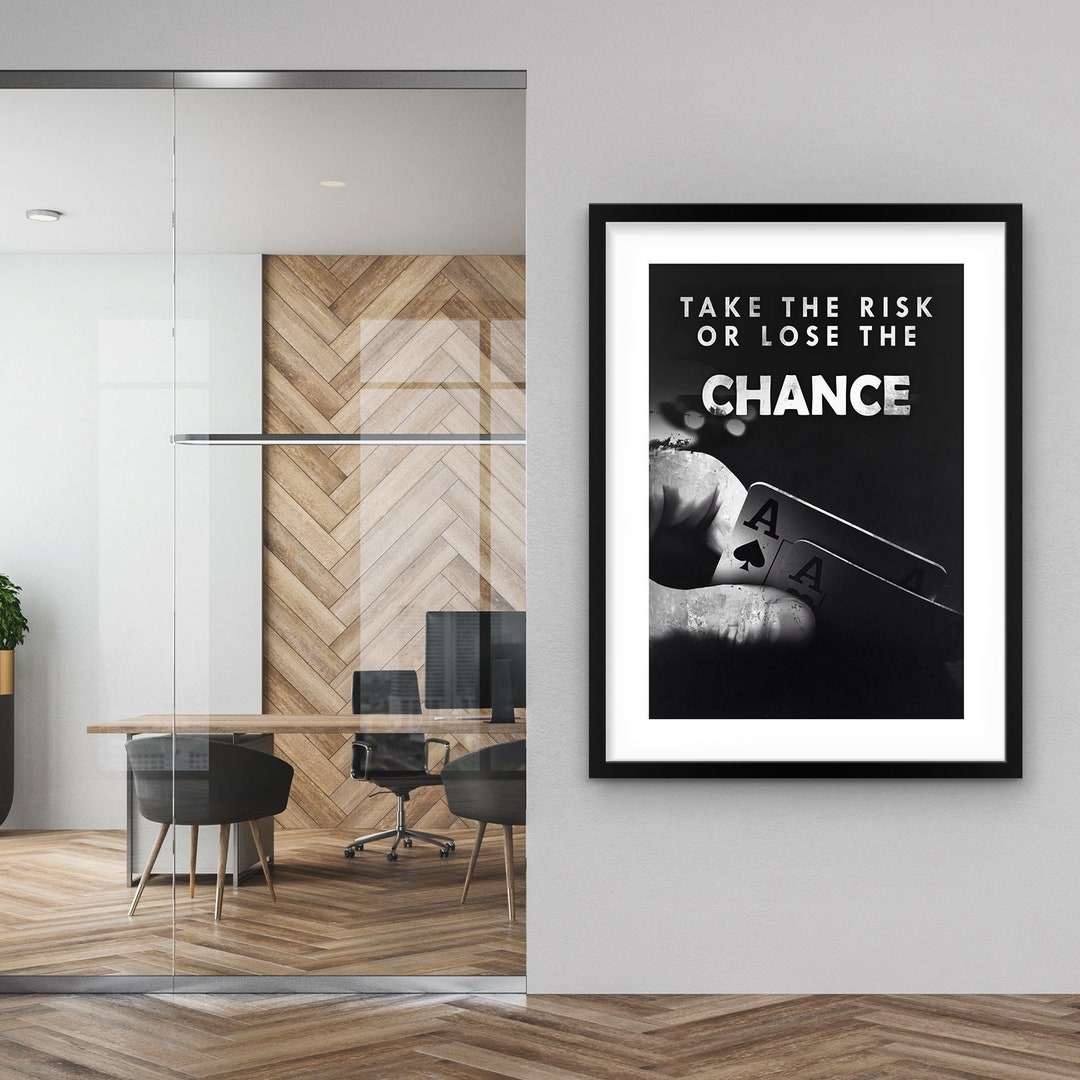 Take the Risk Motivational Quote Wall Art Framed Poster Office Decor ...