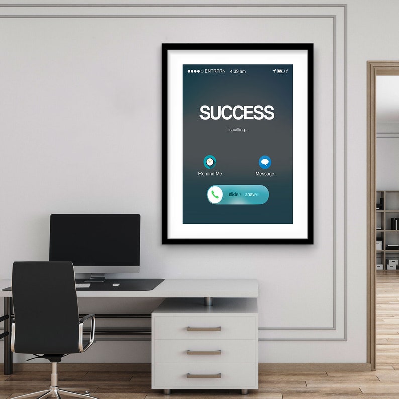 Success is Calling Motivational Quote Framed Poster Entrepreneur Wall ...