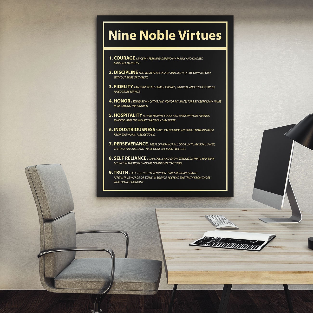 Nine Noble Virtues Sign Inspiration Courage Wall Art Son's Father ...