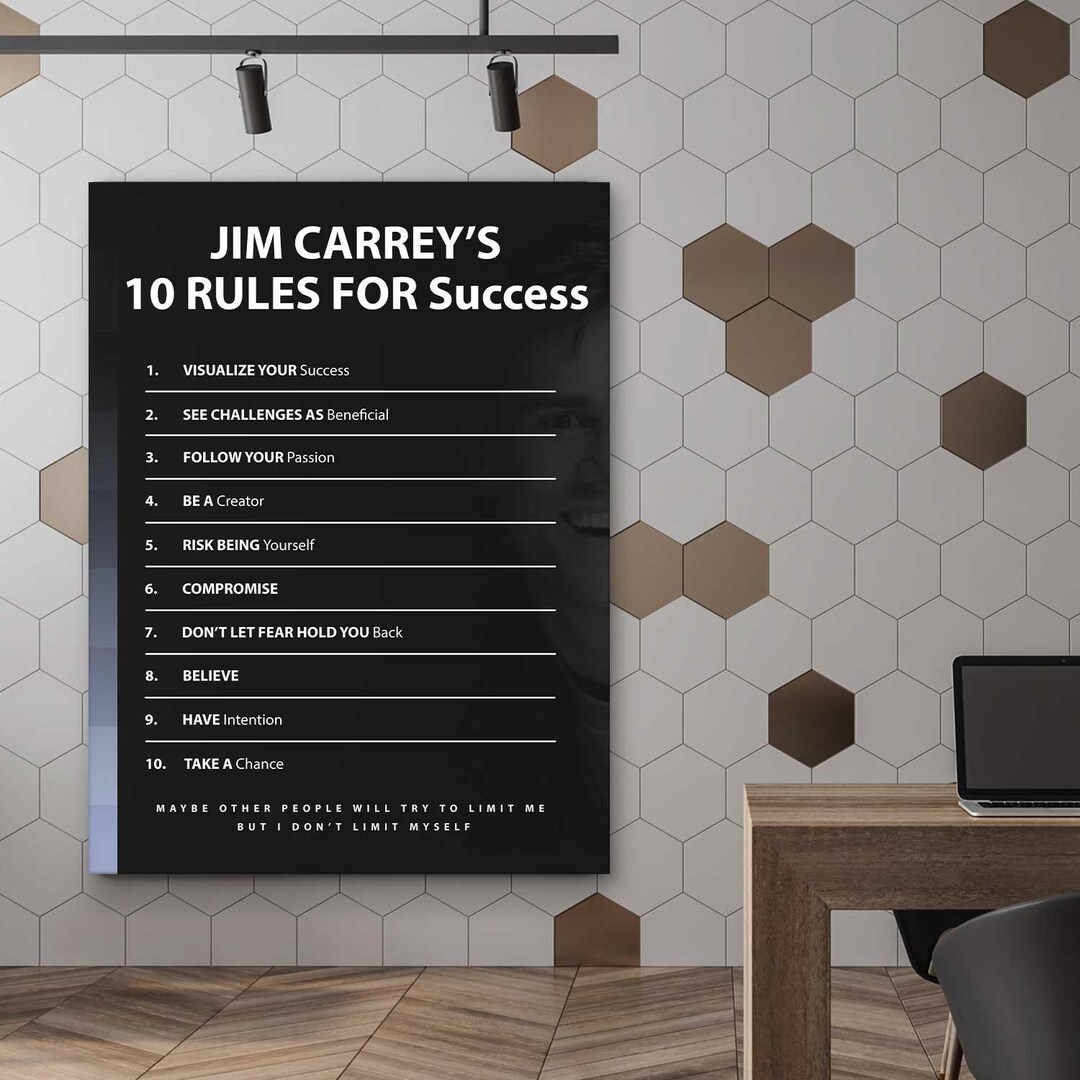 Jim Carrey Success Rules Wall Art Comedic Genius Poster for Artists ...