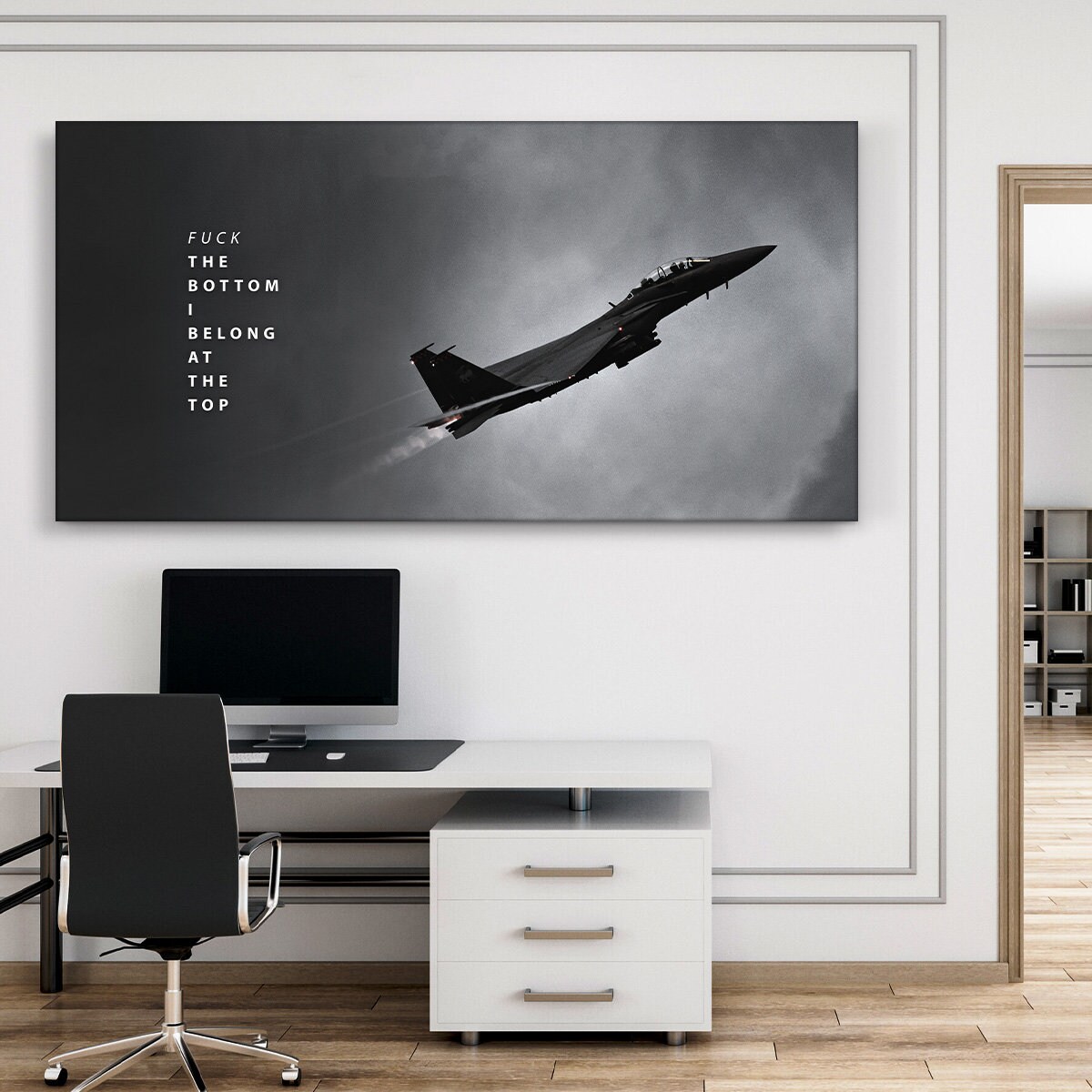 Fighter Aircraft Motivational Quote Entrepreneur Canvas Print Hustle ...