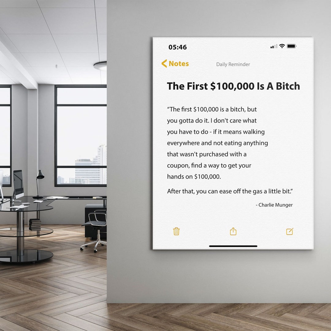 First 100,000 USD Millionaire Daily Reminder Money Investment Wall Art ...