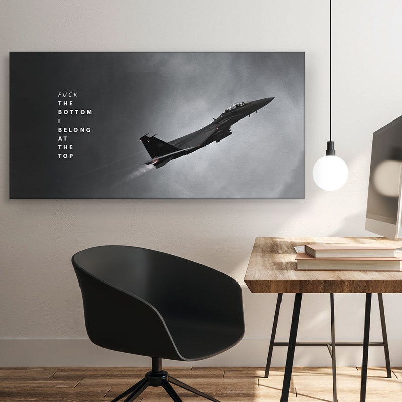 Fighter Aircraft Motivational Quote Entrepreneur Canvas Print Hustle ...