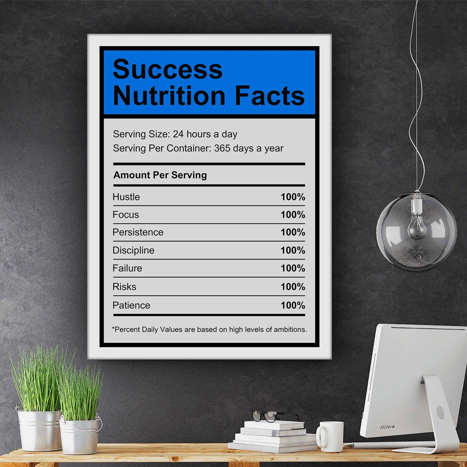Success Nutrition Facts Canvas Print Wall Art Motivational - Etsy