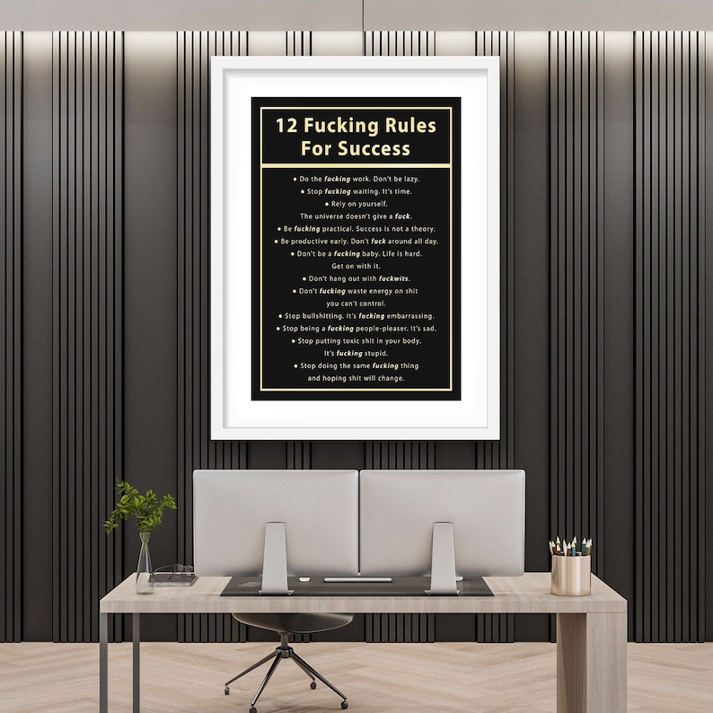 12 Rules for Success Motivational Quote Framed Poster Wall Art Office Decor, Successful ...